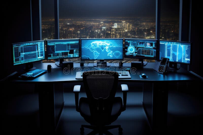 Multi Monitor Cybersecurity Analyst Workstation Monitoring System with ...