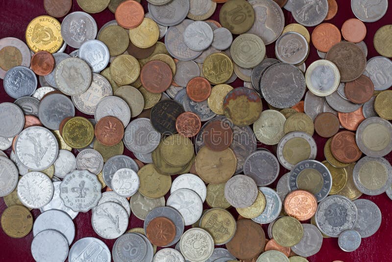 Multi National Coins stock image. Image of dollars, euro - 138741193