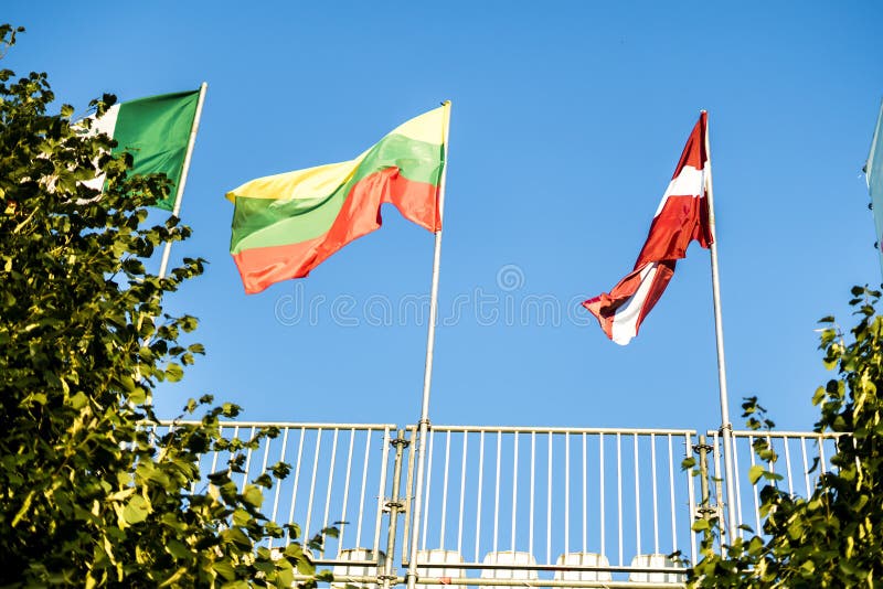 Multi National Flags of Different Countries Against the Blue Sky Stock ...