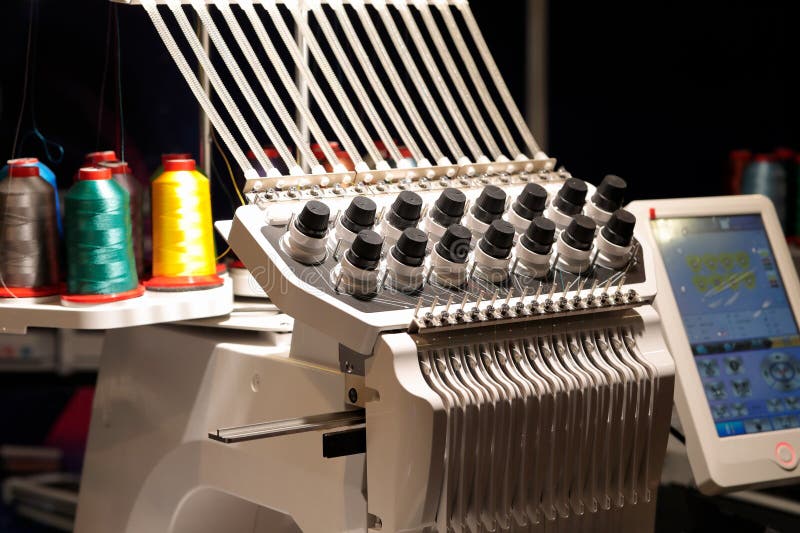 Multi Needle Industrial Embroidery Machine Stock Image - Image of panel ...
