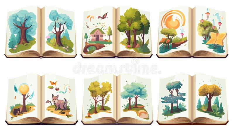 Multi-Page Book Design Cartoon Vector Illustration Stock Illustration ...