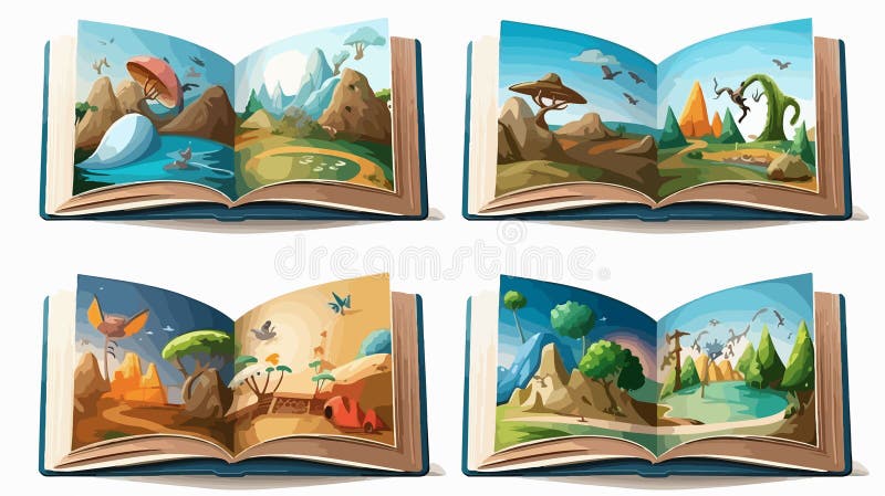 Multi-Page Book Design Cartoon Vector Illustration Stock Illustration ...