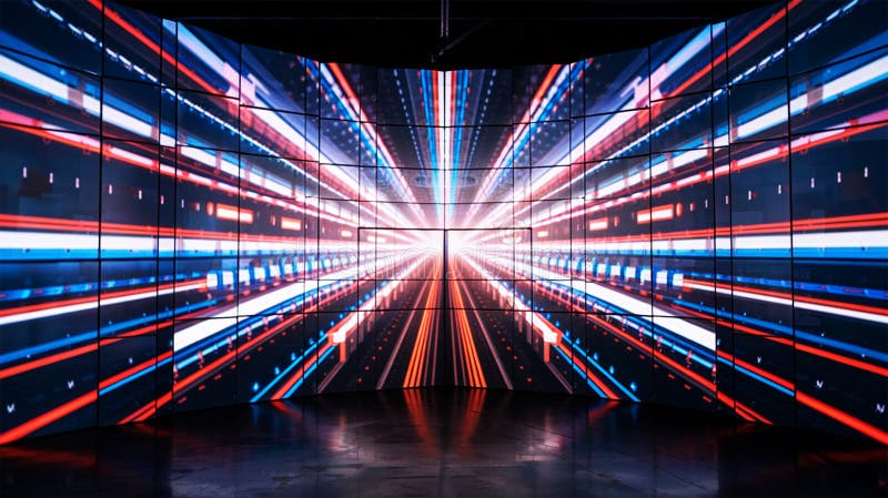 Multi-panel Video Wall Made Up of Seamless Computer Screens Stock ...