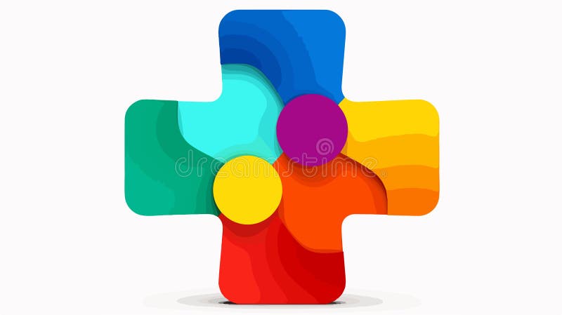 Colored Plus Symbol, Plus, Cross Icon with 3d Effect. Stock Vector ...