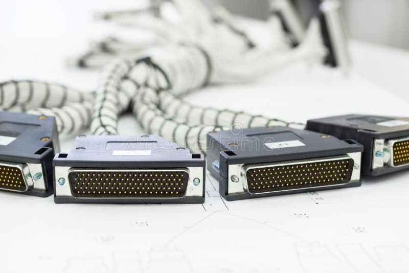 A Bundle of Cable Harnesses Lies on the Table. Stock Image - Image of ...