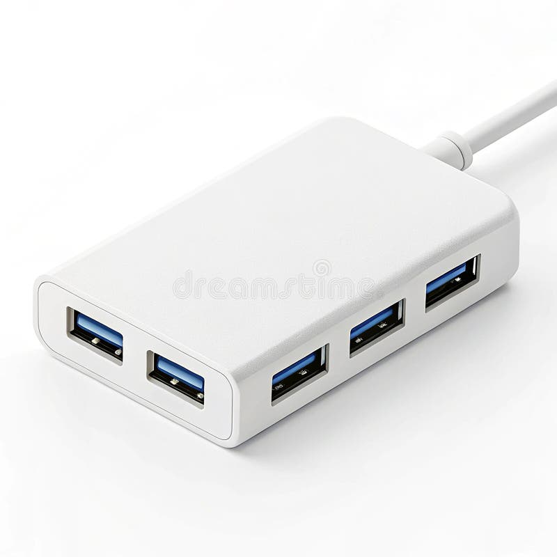Multi Port USB Hub White Background Stock Illustration - Illustration ...