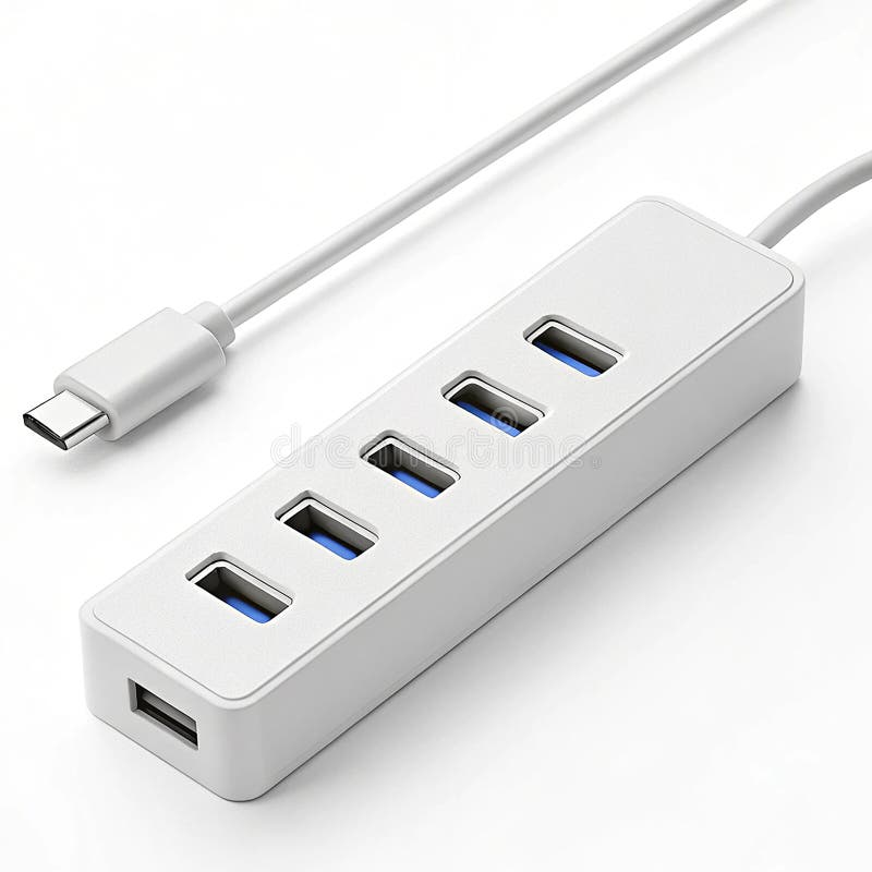 Multi Port USB Hub White Background Stock Illustration - Illustration ...