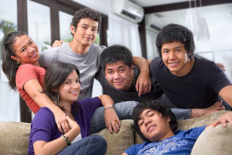 Multi Race Teenagers Pose Together Stock Image - Image of latin ...