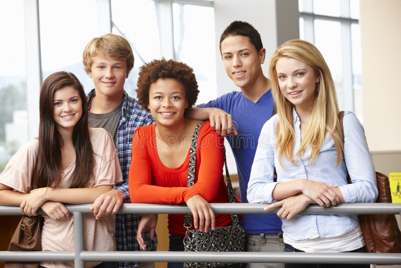 Multi Racial Student Group Indoors Stock Image - Image of college ...