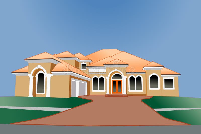 Multi Roof Line Upscale Home Stock Vector - Illustration of estate ...
