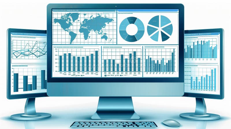 Multi-Screen Setup for Data Analysis and Visualization Stock ... Multi-Screen Setup for Data Analysis and Visualization Stock ...
