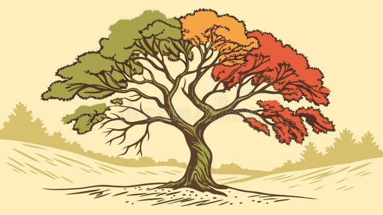 Multi-Season Tree Vector: Dynamic Color Transitions, Vector Design ...