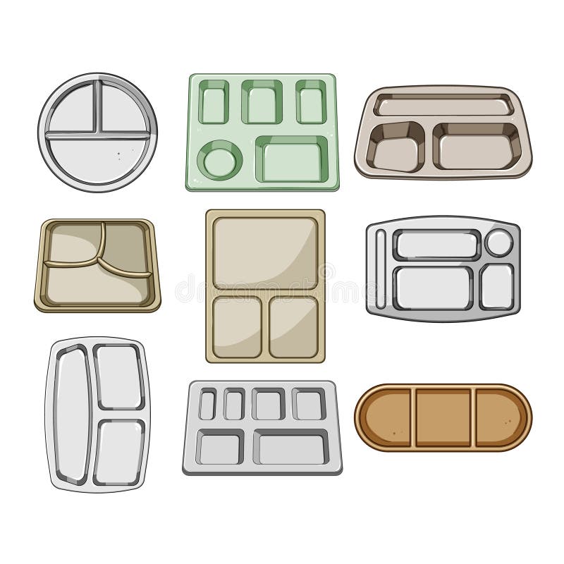 Multi Section Meal Tray Set Cartoon Vector Illustration Stock ...