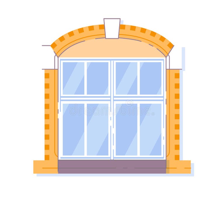 Multi-section Window with Arched Jamb Isolated Stock Vector ...
