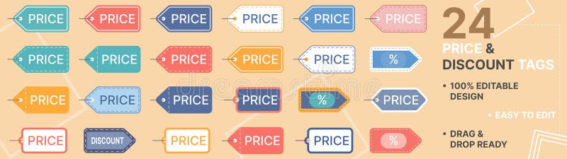 Multi-Shape Price & Discount Vector Pack: 24 Retail Tags Stock Vector ...
