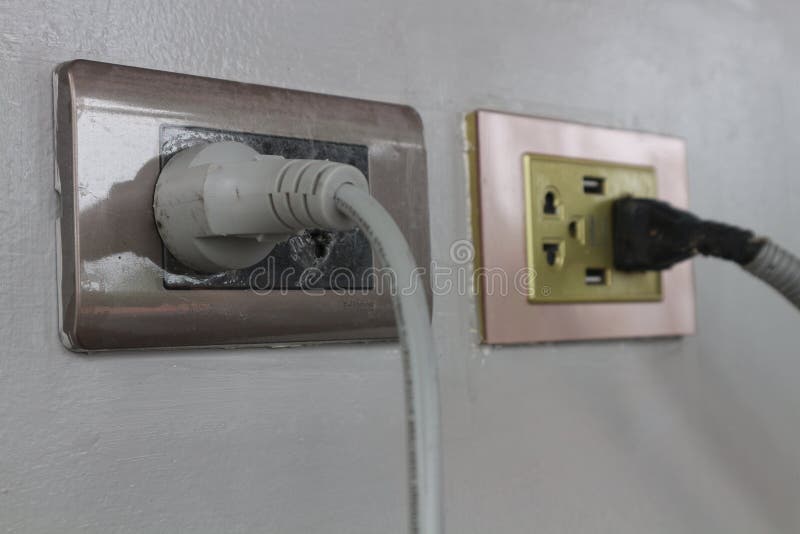 Multi-socket Power Strip or Power Surge with Black Plugs Stock Photo ...