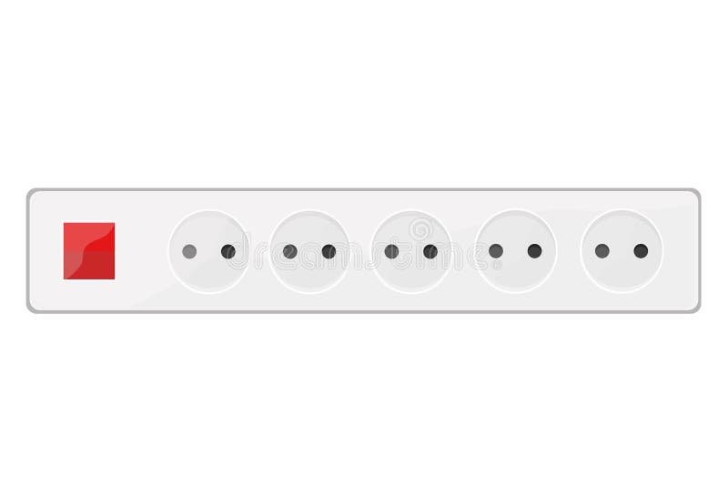 Multi-socket Socket with Switch Red on White Background Vector ...