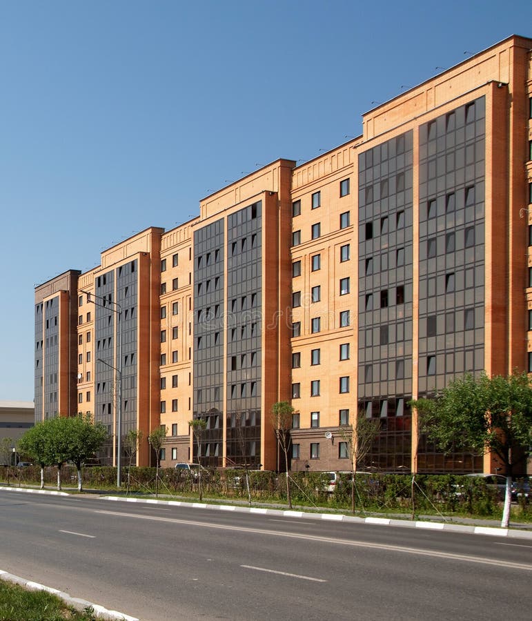 Multi-storey Brick House with Sunny Stock Photo - Image of windows ...
