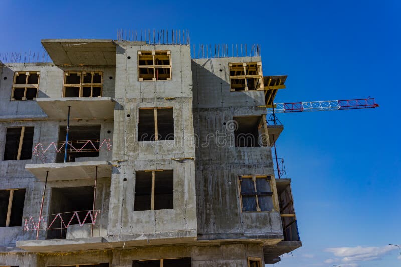 Multi-storey Building Under Construction with a Tower Crane. Stock ...