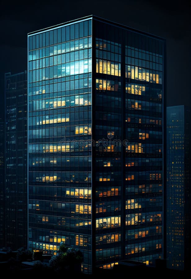 Multi-storey Building from the Windows of Which the Light is on. AI ...