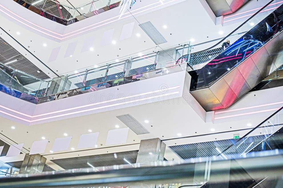 Multi-storey Mall in a Modern Light Stock Image - Image of interior ...