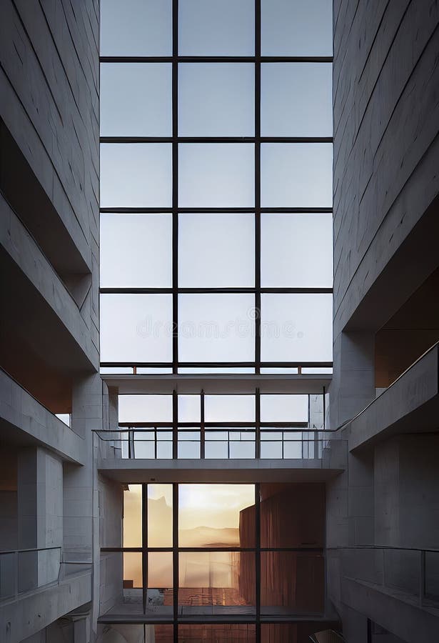 A Multi-Storey Modern Concrete Building with a Glass Facade Stock ...