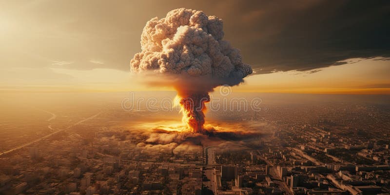 Multi-storey Modern Houses on the Background of a Nuclear Explosion ...