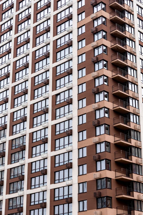 Multi Storey Modern New Brown Residential Building Close Up Stock Image ...