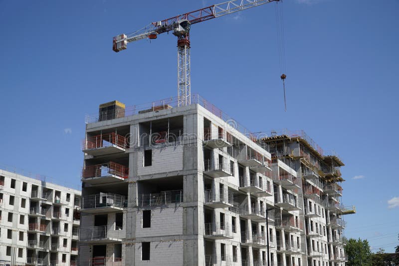Multi Storey Residential Building and Construction Crane Stock Image ...