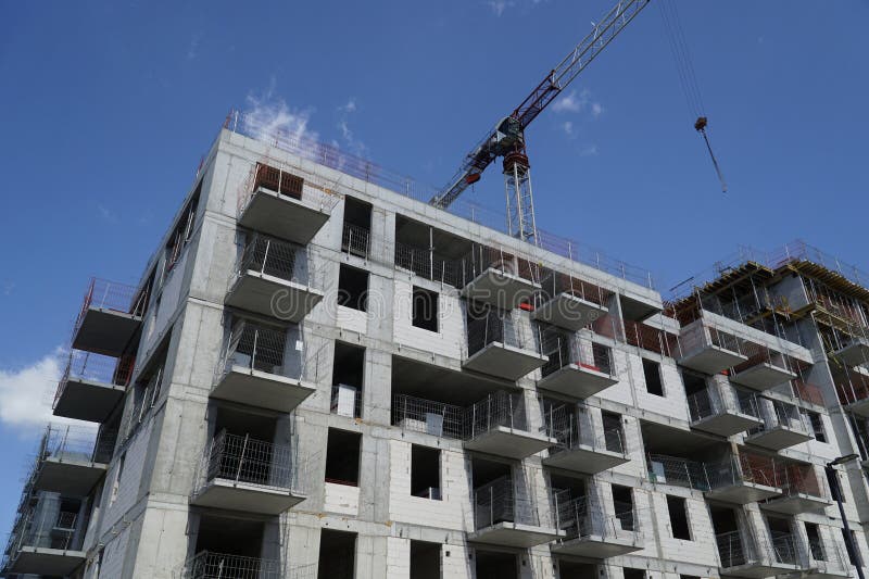 Multi Storey Residential Building and Construction Crane Stock Image ...