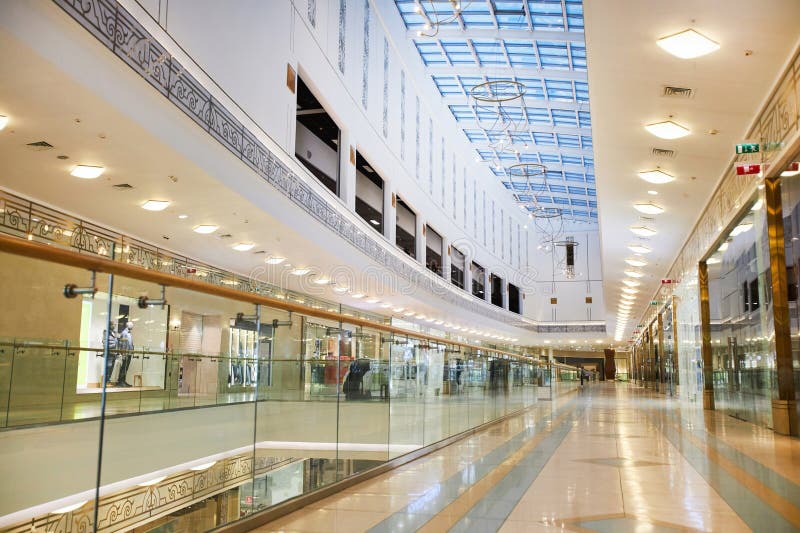 Multi Storey Shopping Mall Interior with Glass Elements Editorial ...