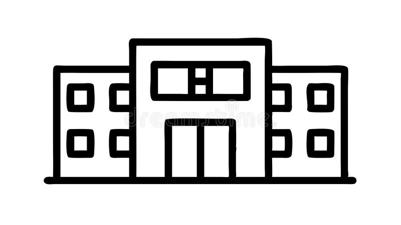 Multi,story Building with Many Windows Outline Architecture , Vector ...