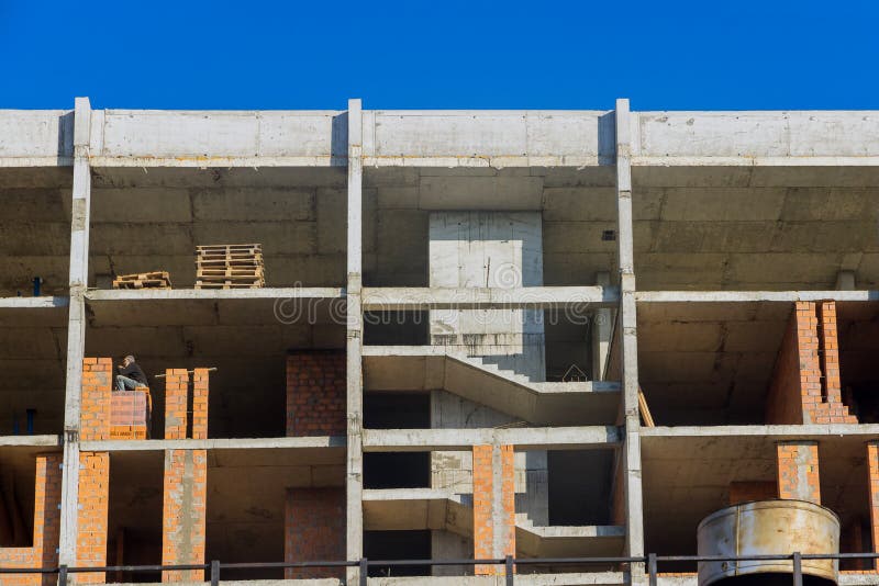 Multi-story Building Under Construction in Build Progress Concrete ...