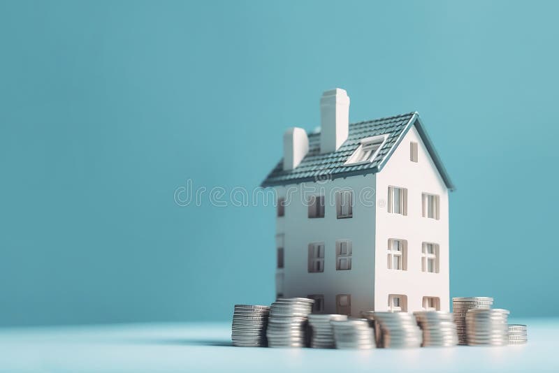 Multi-story House with Stack of Coins. Generative AI Stock Illustration ...