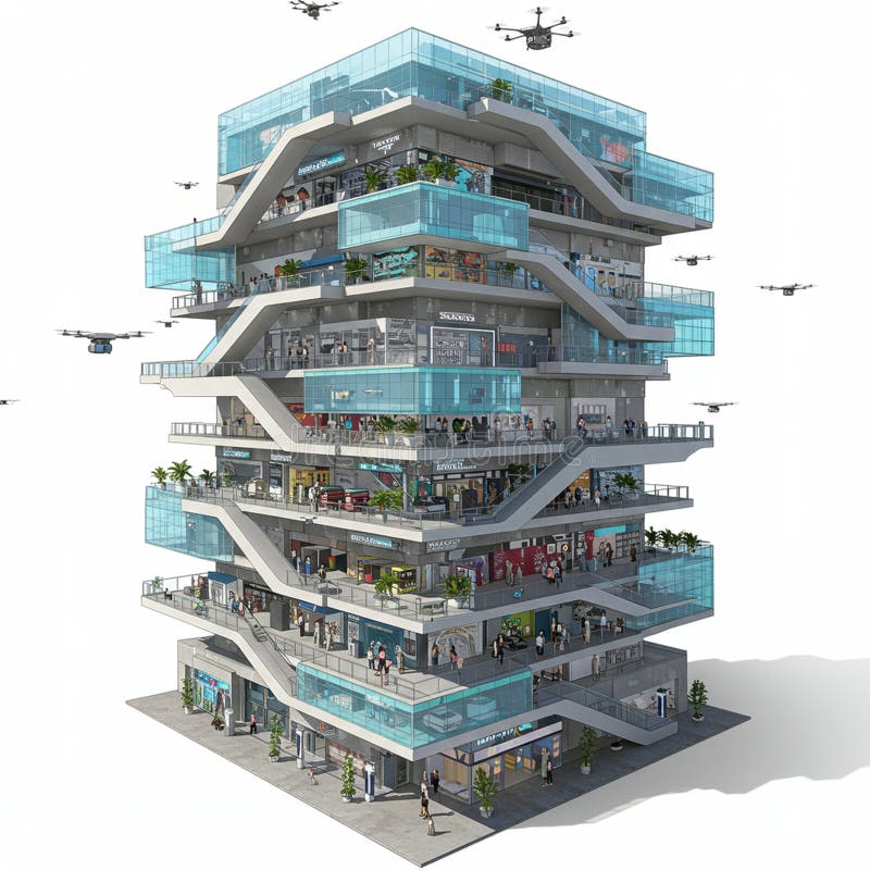 A Multi-story Retail and Office Building with Modern Architecture ...