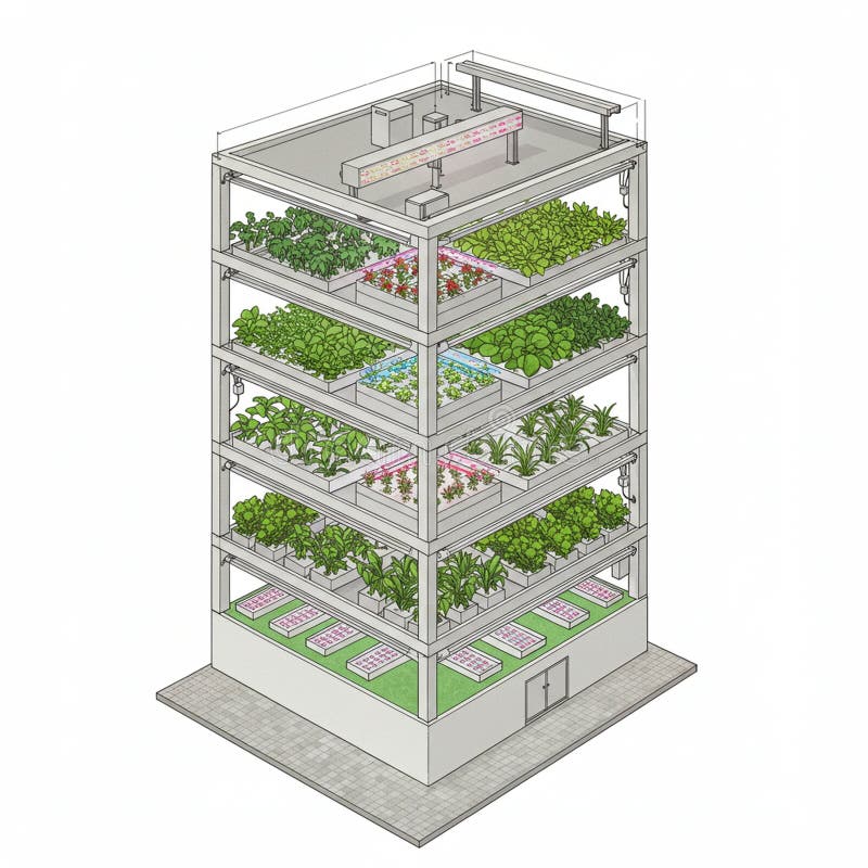 A Multi-story Vertical Farm Model Featuring Six Levels of Greenery ...