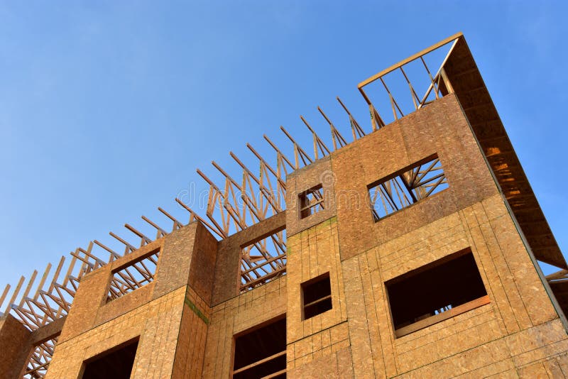 Wood Frame Apartment Building Under Construction. Stock Image - Image ...