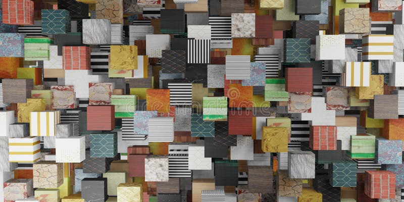 Multi Surface Cube Random Distribution Background 3D Illustration Stock ...