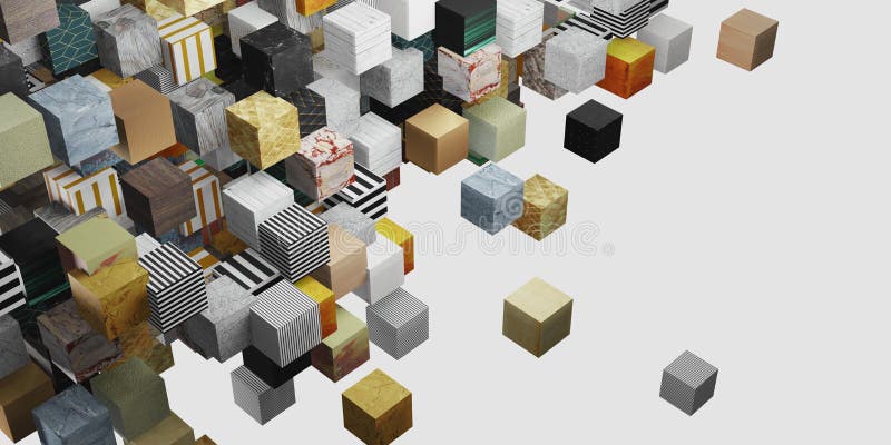 Multi Surface Cube Random Distribution Background 3D Illustration Stock ...