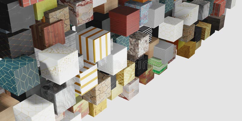 Multi Surface Cube Random Distribution Background 3D Illustration Stock ...
