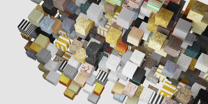 Multi Surface Cube Random Distribution Background 3D Illustration Stock ...