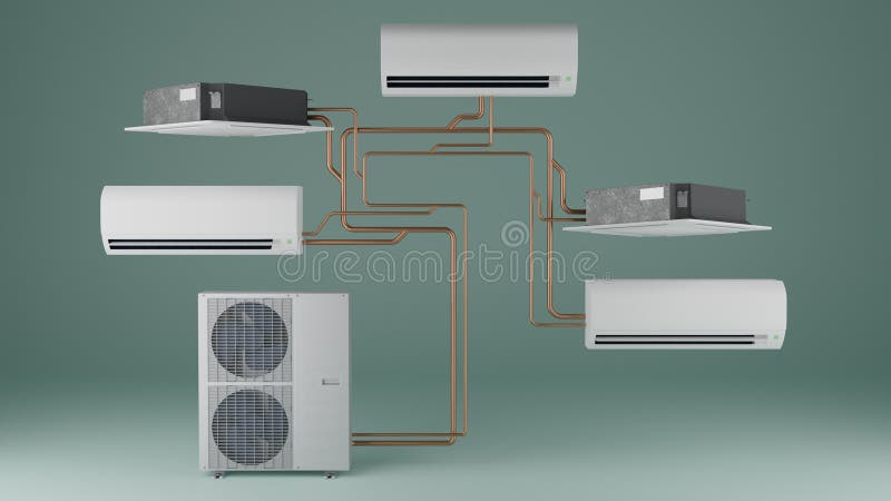 Multi-system Air Conditioner Green Background 3d Render Stock ...