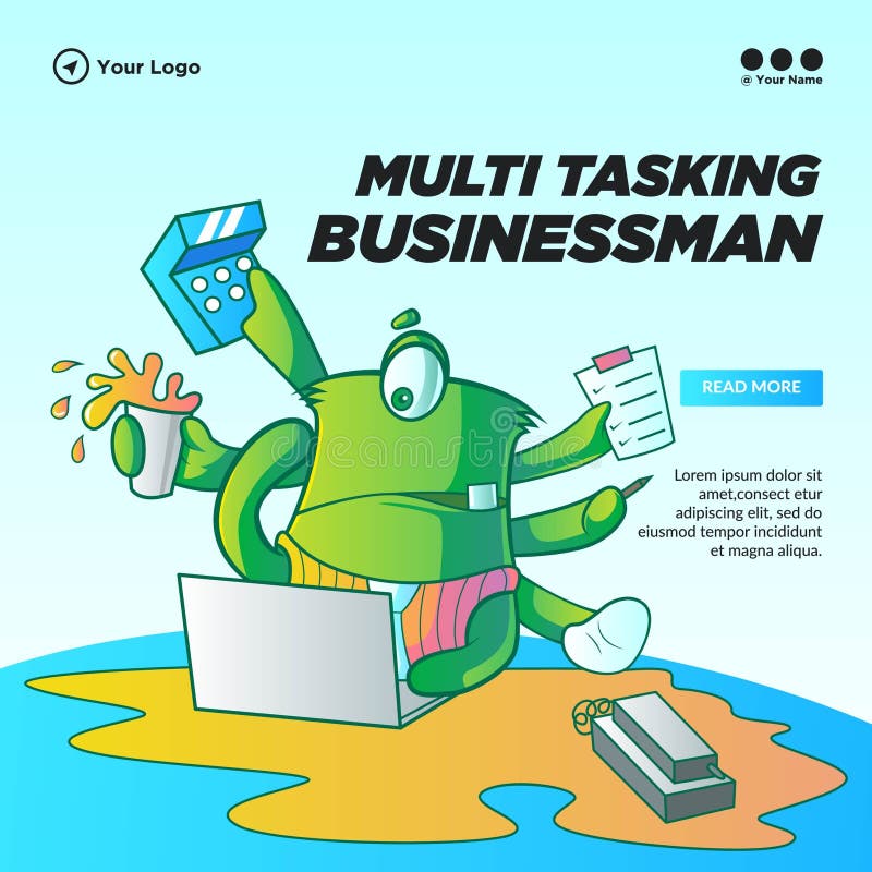Banner Design of Multi Tasking Businessman Stock Vector - Illustration ...