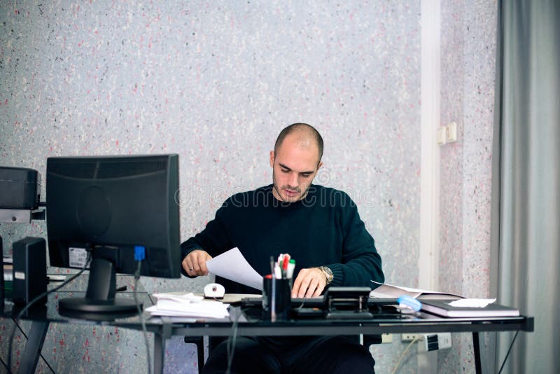 Multi-tasking Businessman at His Desk Stock Image - Image of male ... Multi-tasking Businessman at His Desk Stock Image - Image of male ...