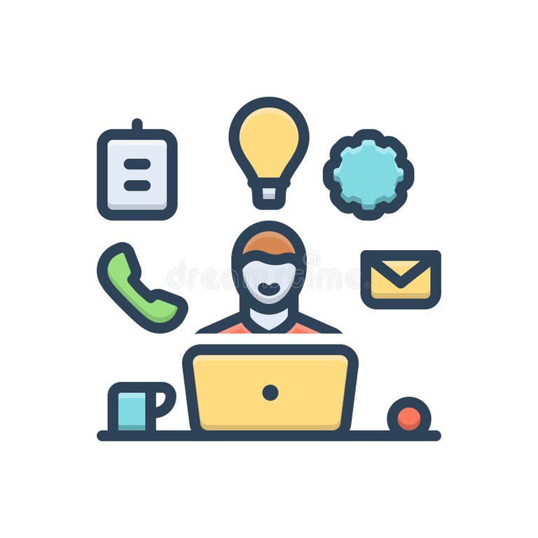 Color Illustration Icon for Multi Tasking, Multi and Office Stock ...