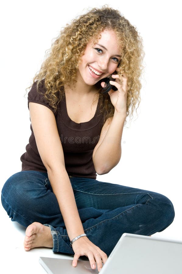 Multi-tasking on the Phone and Computer Stock Image - Image of ...