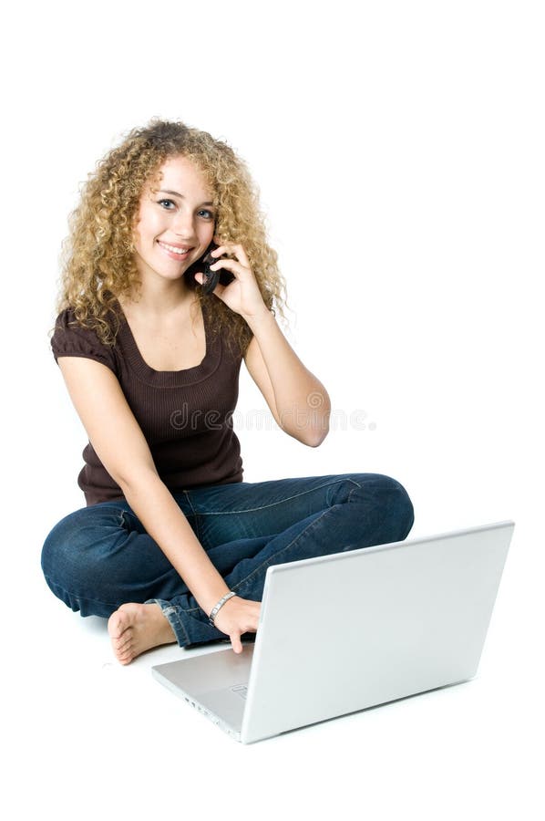 Multi-tasking on the Phone and Computer Stock Image - Image of multi ...