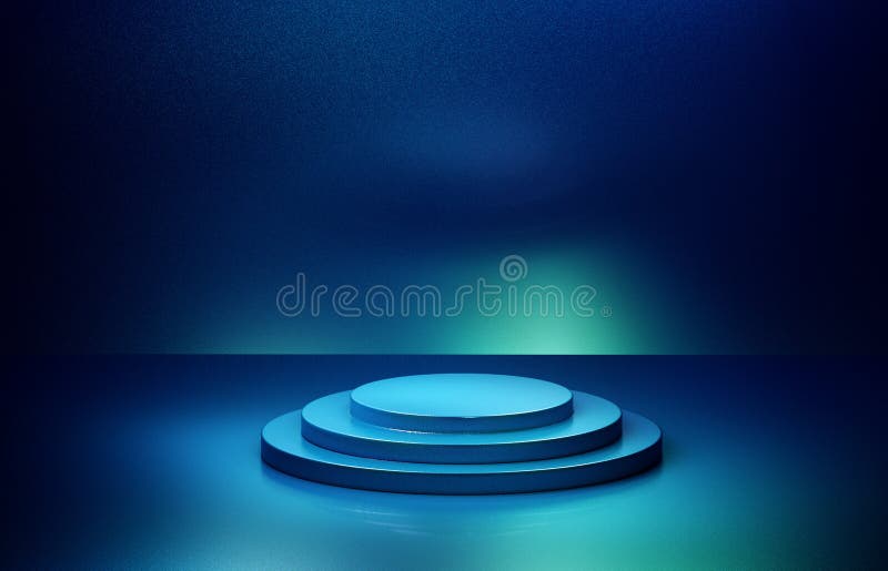 Multi-tier Round Empty Stand, Blue Colour Theme. 3d Computer Graphic ...