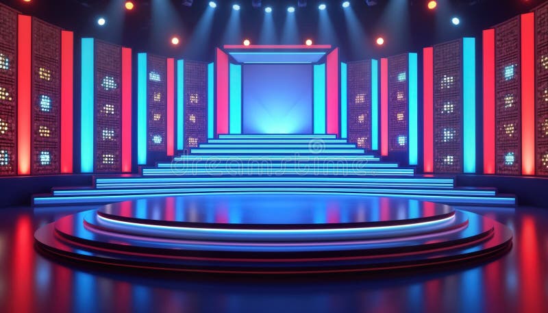 Multi-tiered LED Wall Arena Stage Design for Singing Reality Show. Neon ...