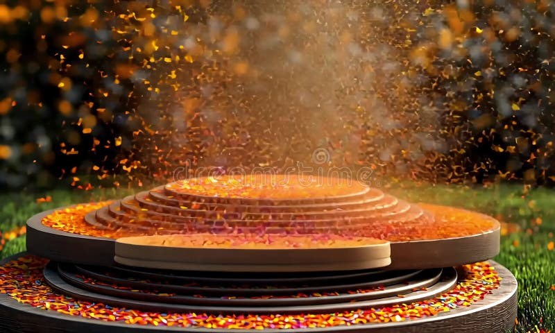 Multi-tiered Platform with Confetti Stock Footage - Video of wood, fall: 381391340